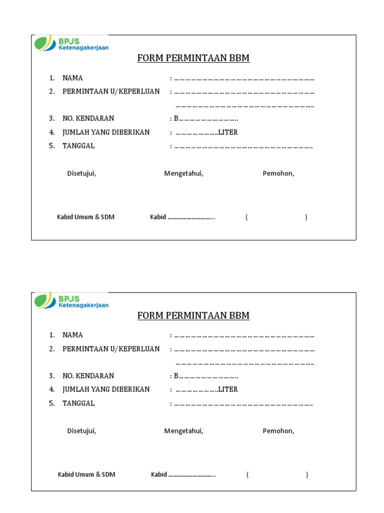Formulir Permintaan BBM | PDF | Hukum