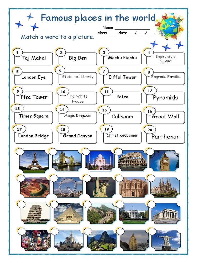 Famous Places in The World: Match A Word To A Picture | PDF