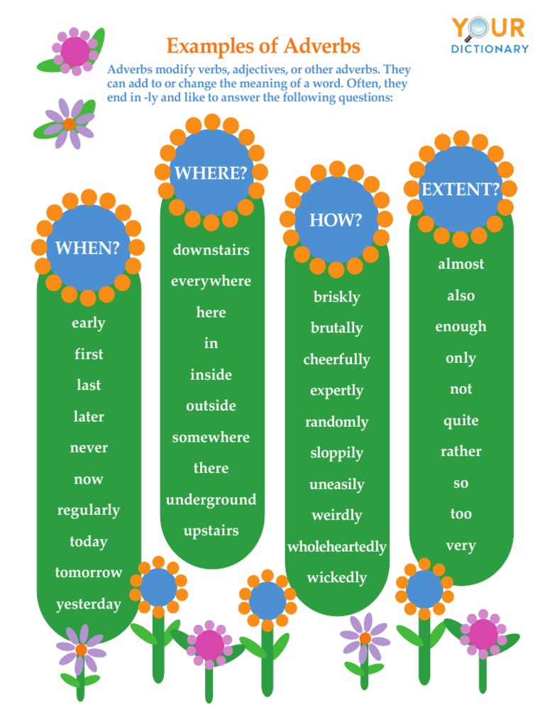 Examples of Adverbs: Where? How? Extent? | PDF