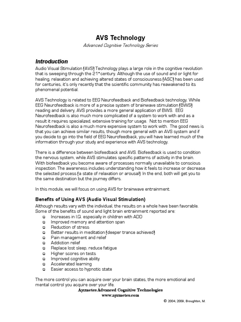 AVS Technology PDF | PDF | Neurofeedback | Epilepsy
