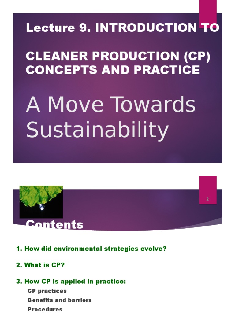 Lecture 9. Introduction To Cleaner Production (CP) Concepts and Practice | Download Free PDF ...