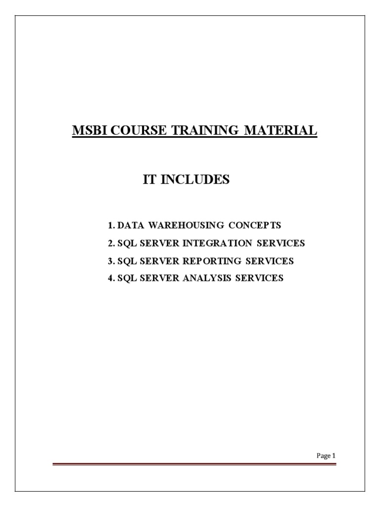 Msbi PDF | PDF | Data Warehouse | Microsoft Sql Server Msbi PDF | PDF | Data Warehouse | Microsoft Sql Server