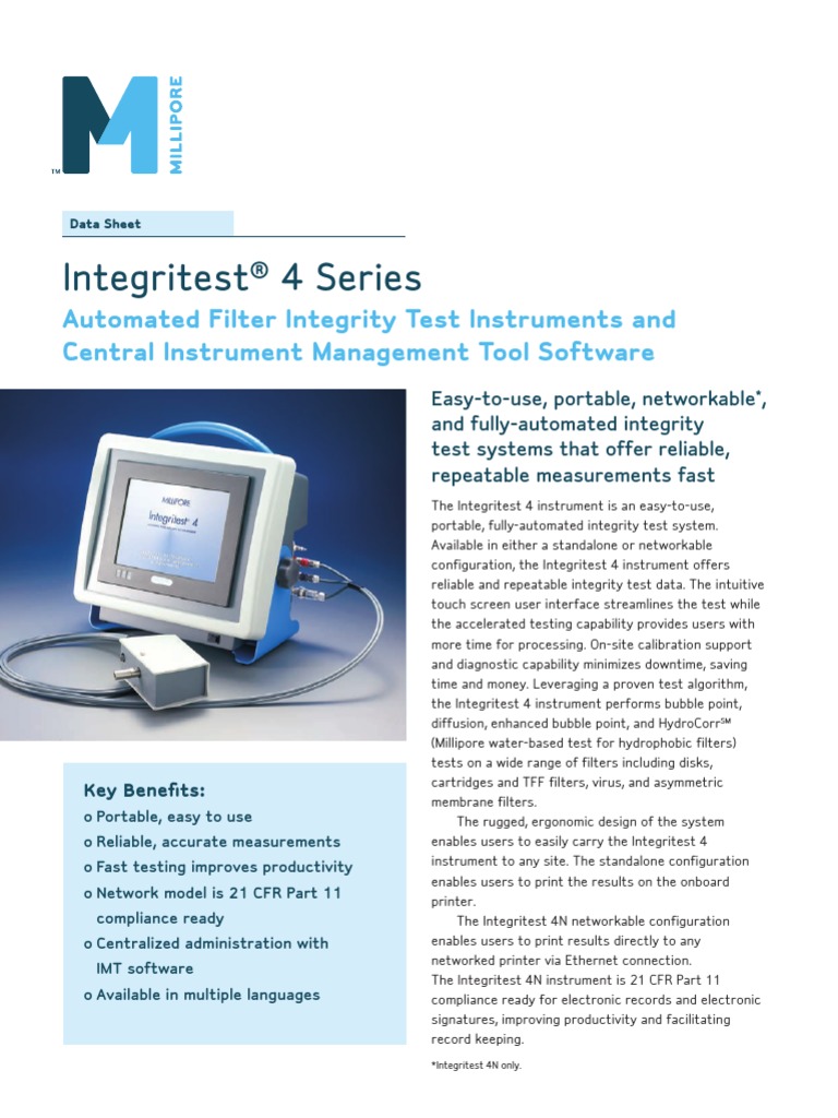Integritest 4 Series: Automated Filter Integrity Test Instruments and ...