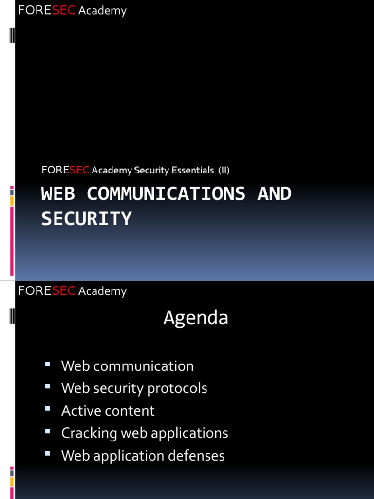 Web Communications and Security: Fore Academy Security Essentials (II ...