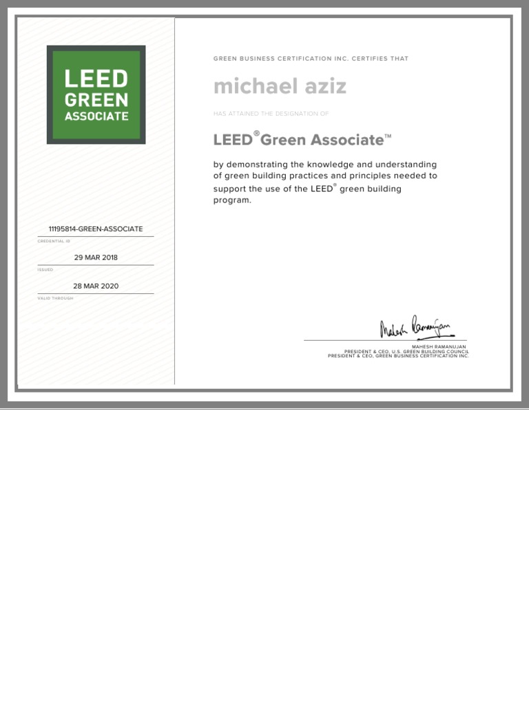 Michael-LEED Green Associate | PDF | Career & Growth | Business