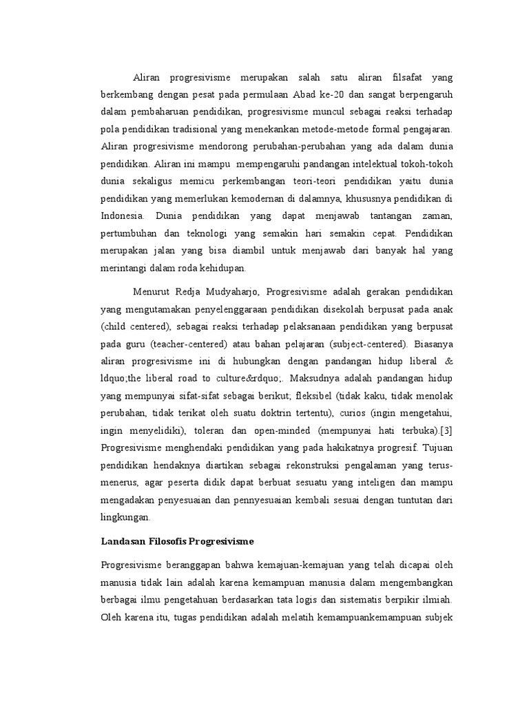 Aliran Progresivisme | PDF