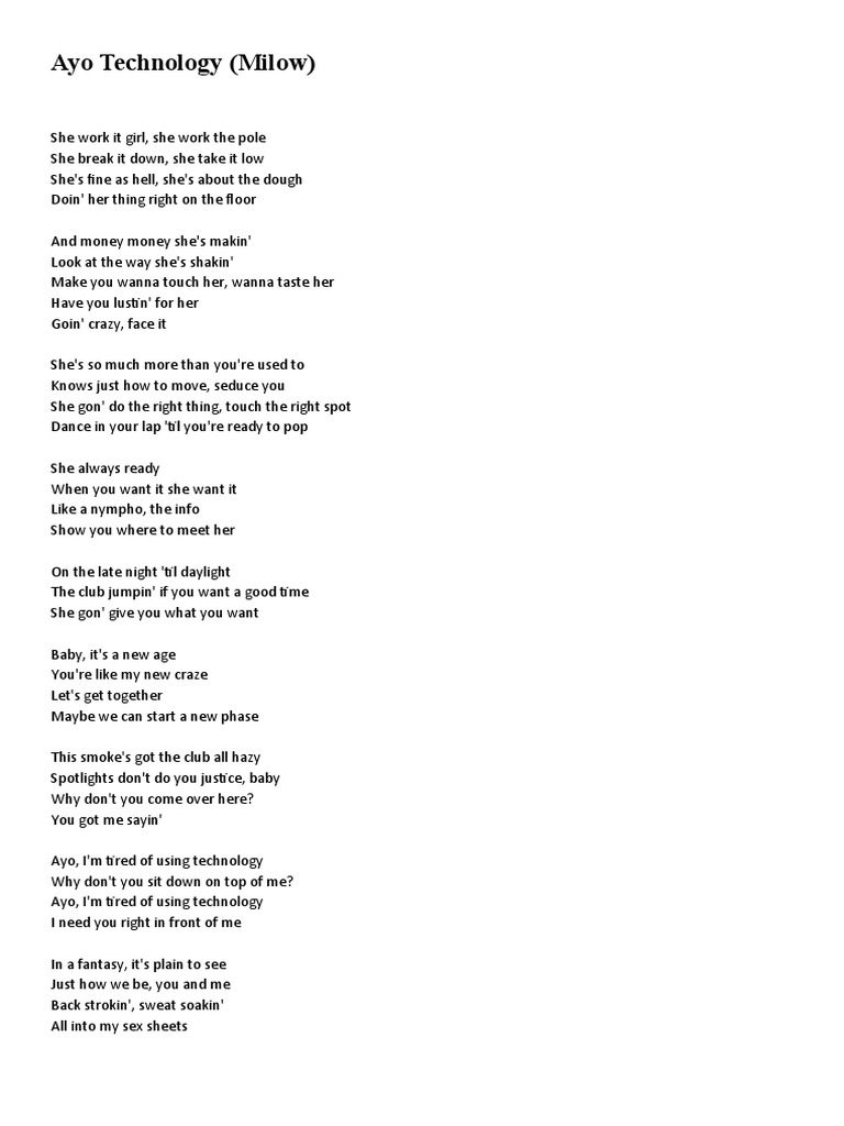 Milow - Ayo Technology Lyrics | PDF