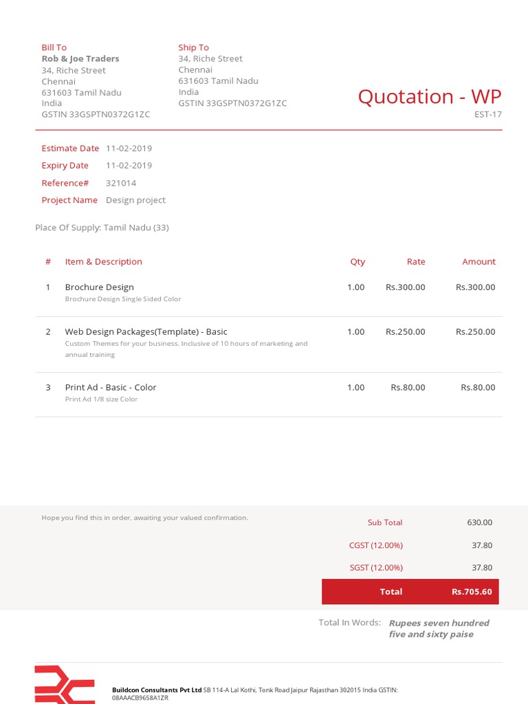 Quotation for Design Project Including Brochure Design, Web Design ...