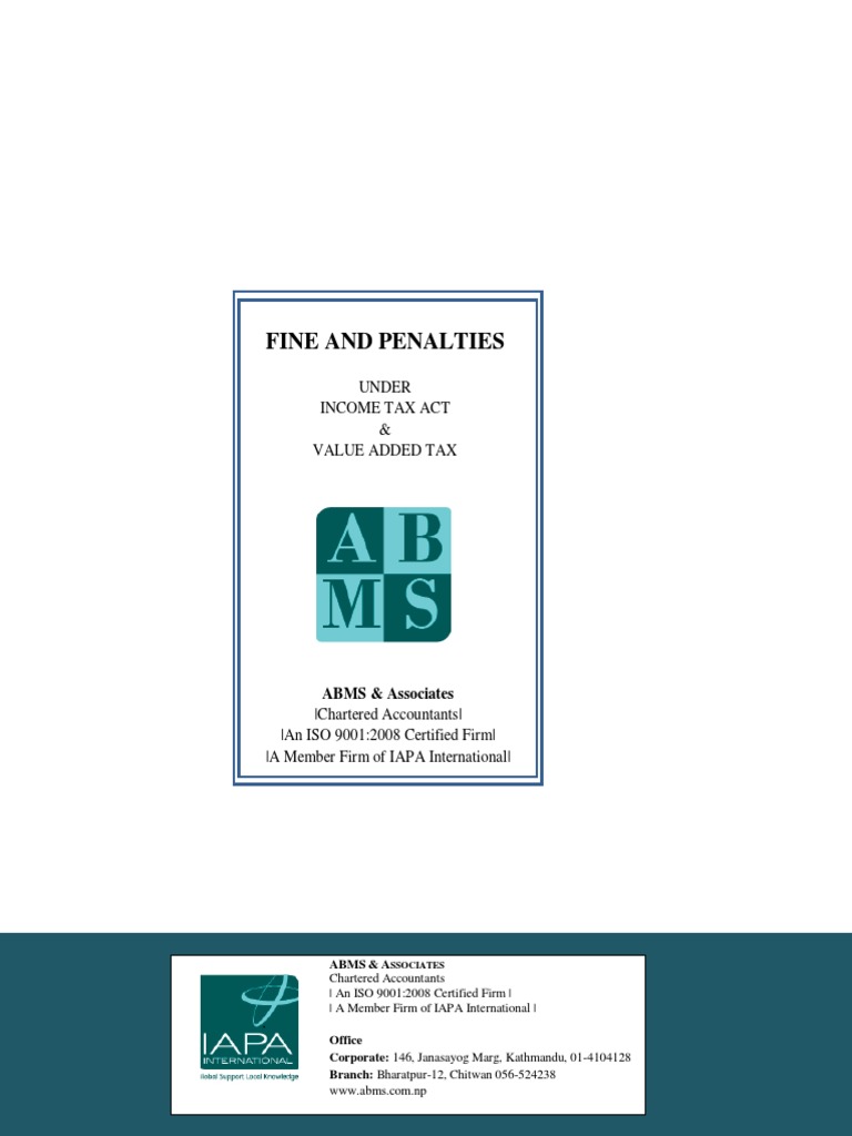 Fine and Penalties: Under Income Tax Act & Value Added Tax | PDF ...