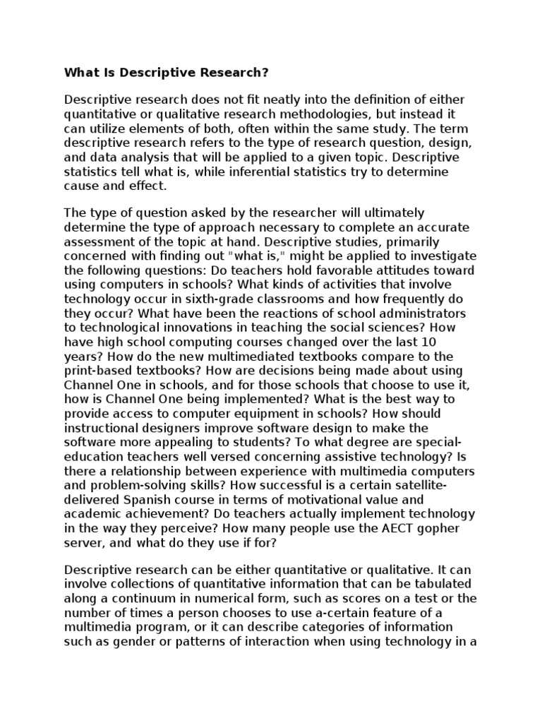 What Is Descriptive Research | PDF | Quantitative Research ...