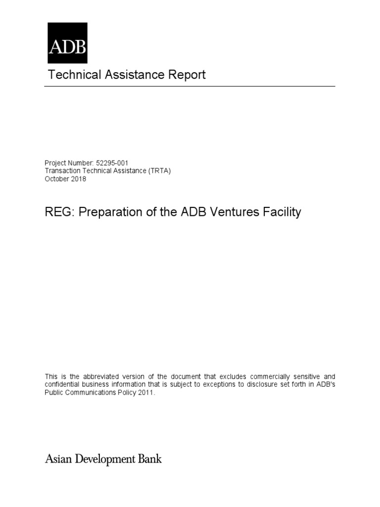 Preparation of The ADB Ventures Facility | PDF | Venture Capital ...