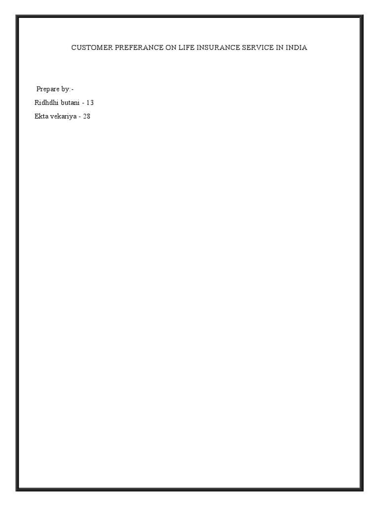 Reserch Paper On Life Insurance Policy | PDF | Life Insurance | Insurance