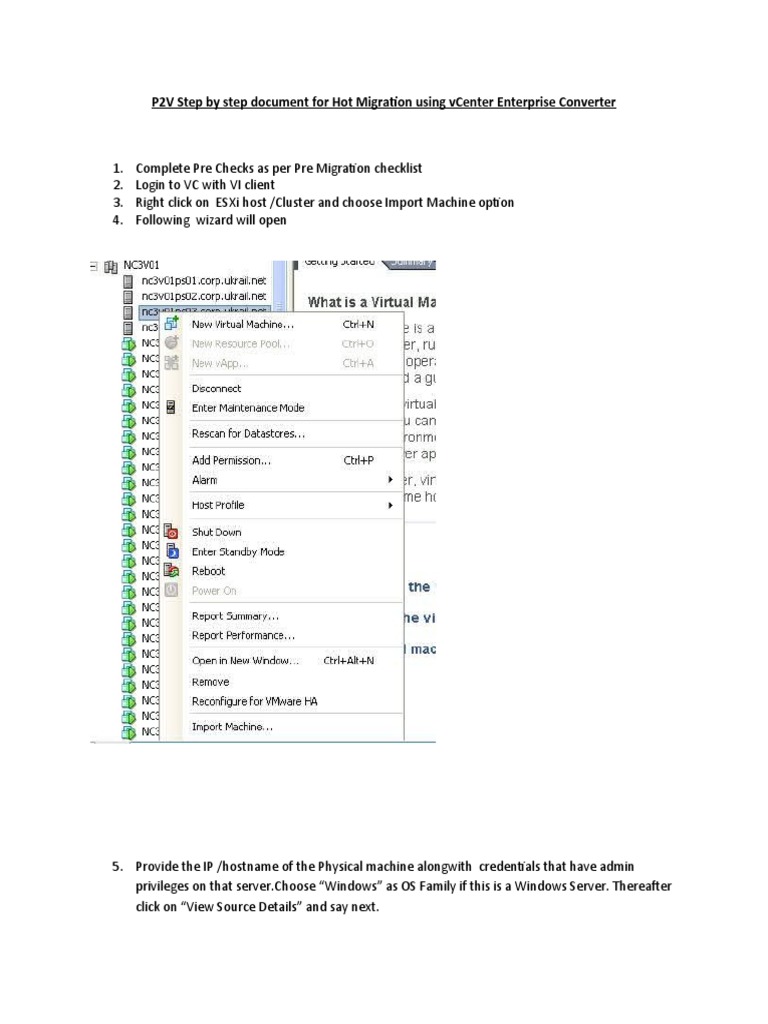 P2V Step by Step Document For Hot Migration Using Vcenter Enterprise Converter | PDF | Virtual ...