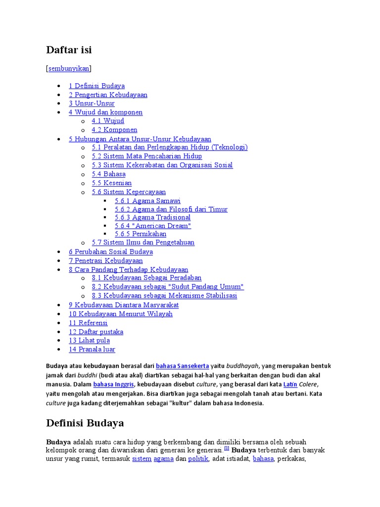 Unsur dan Definisi Kebudayaan | PDF