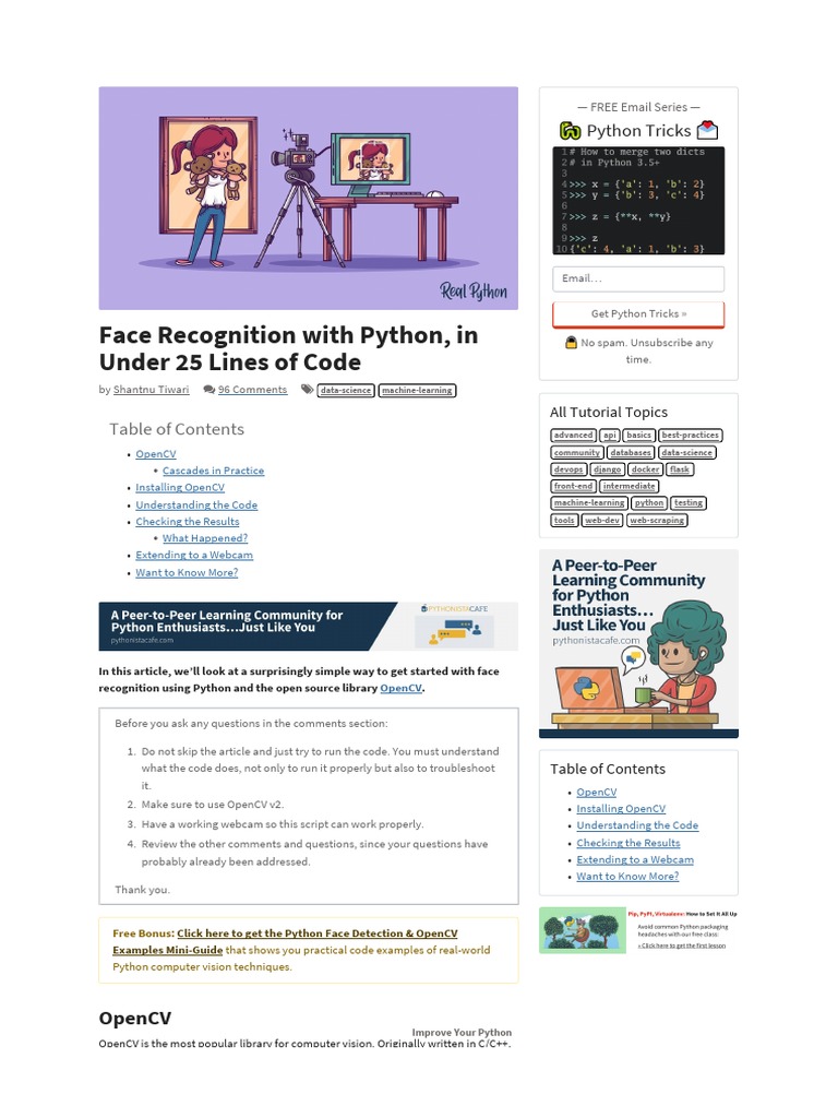 Face Recognition With Python, in Under 25 Lines of Code | PDF | Python (Programming Language ...