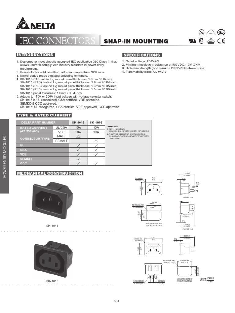 IEC Compliant Power Entry Connectors | PDF | Electrical Connector ...
