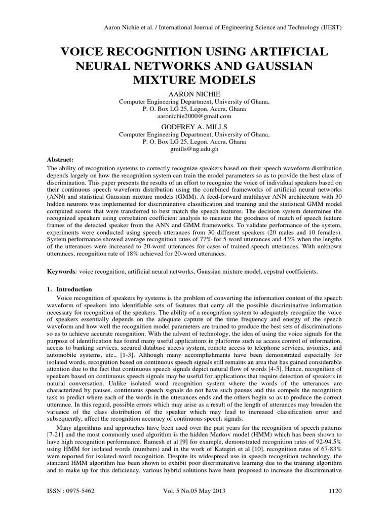 Voice Recognition Using Artificial Neural Networks | PDF | Speech Recognition | Filter (Signal ...