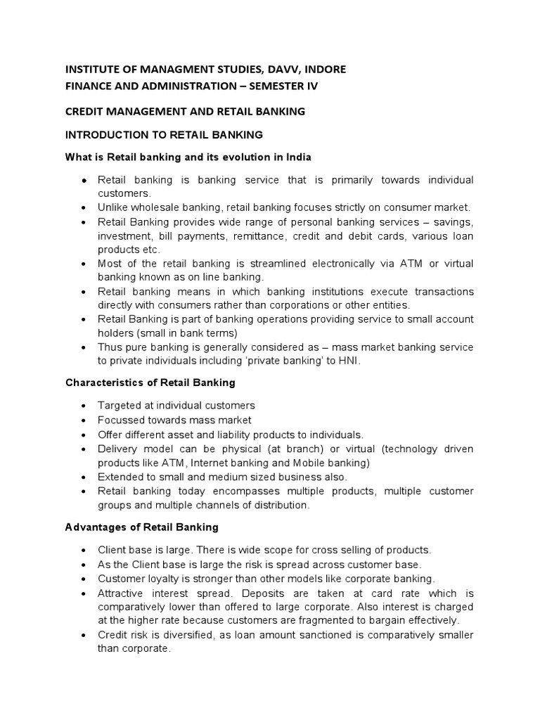 Introduction To Retail Banking | PDF | Banks | Retail