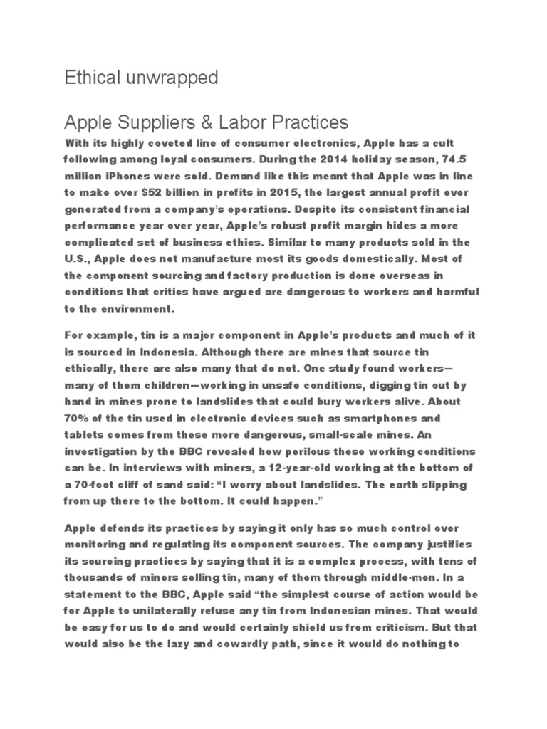Ethical Unwrapped Apple Suppliers & Labor Practices | PDF | Apple Inc ...
