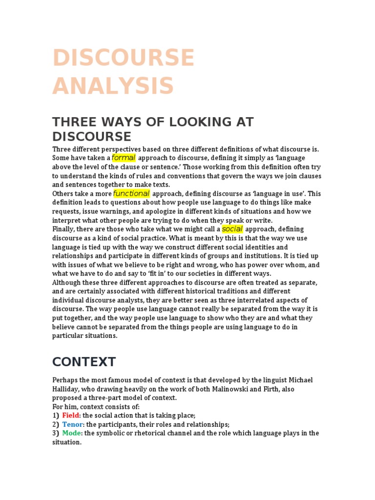 Discourse Analysis | PDF | Sentence (Linguistics) | Discourse