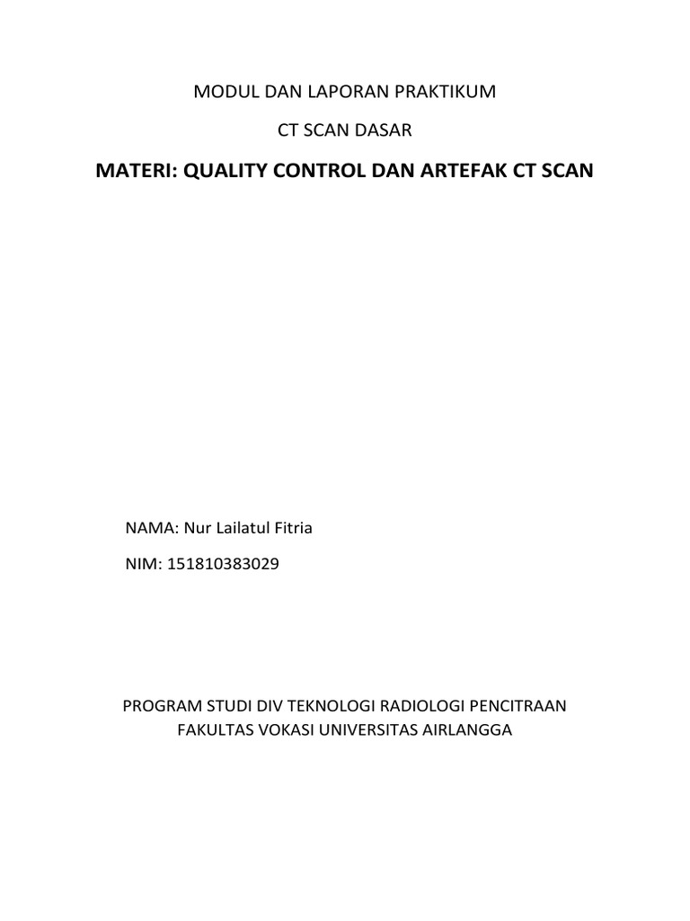 Quality Control dan Artefak CT Scan | PDF