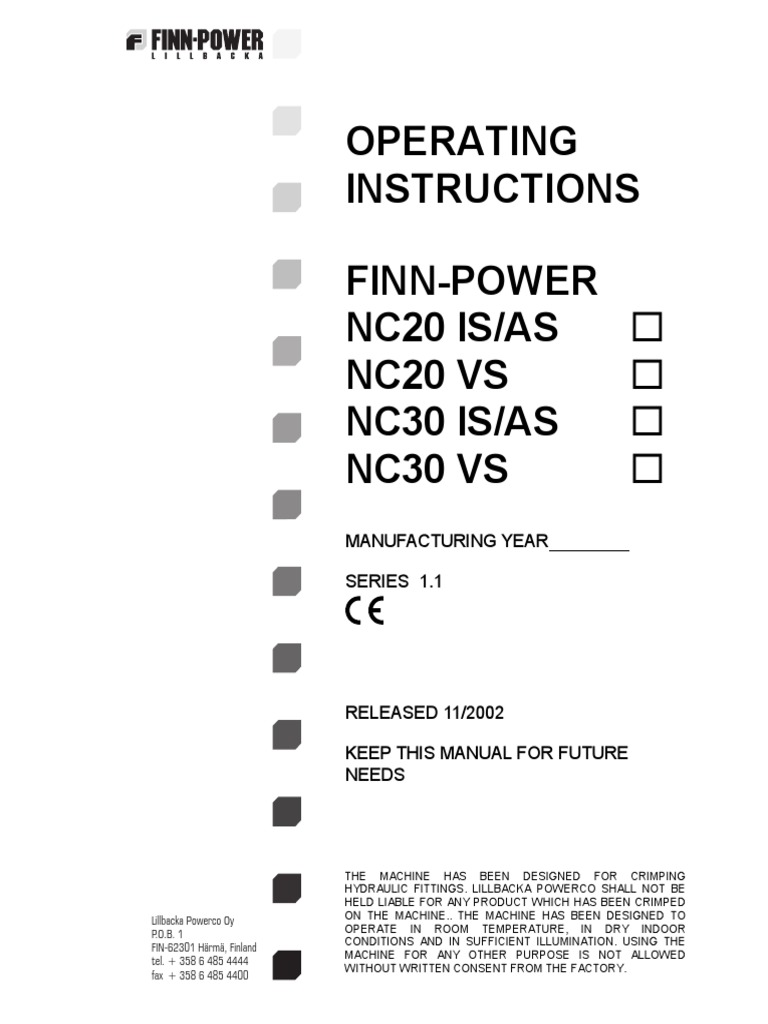 Finn-Power NC20 Operating Instructions | PDF | Electrical Connector ...