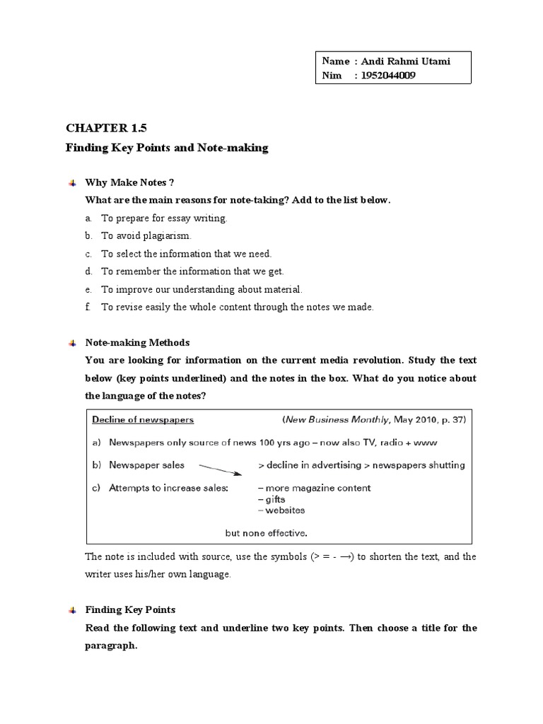 Key Points and Note-Making Strategies | PDF | Sleep | Obesity