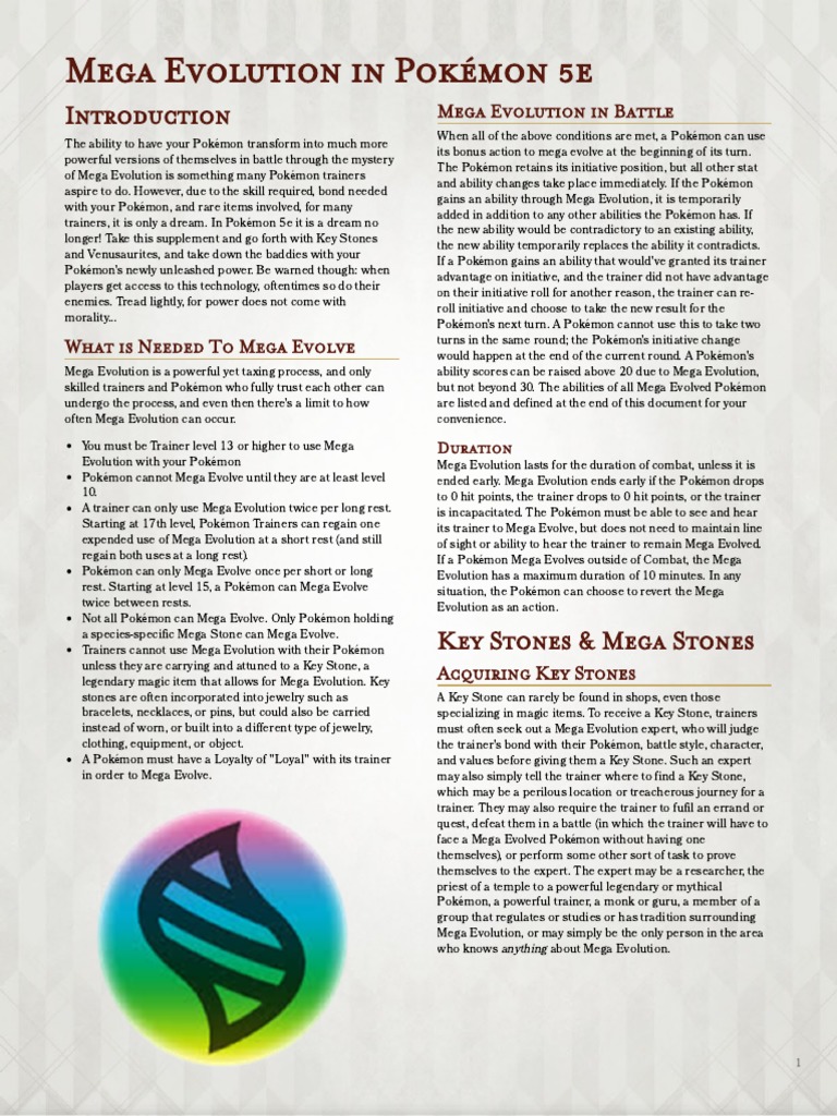 Mega Evolution in Pokemon 5e - GM Binder | PDF | Nintendo Franchises ...