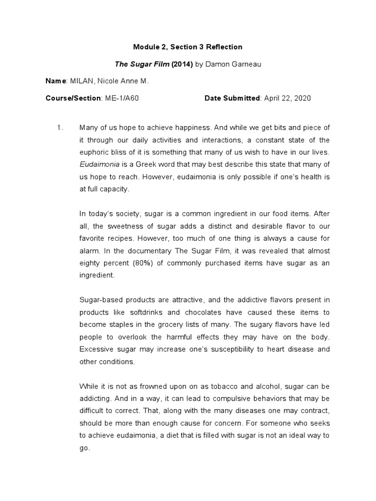 Module 2, Section 3 Reflection: The Sugar Film (2014) by Damon Garneau ...