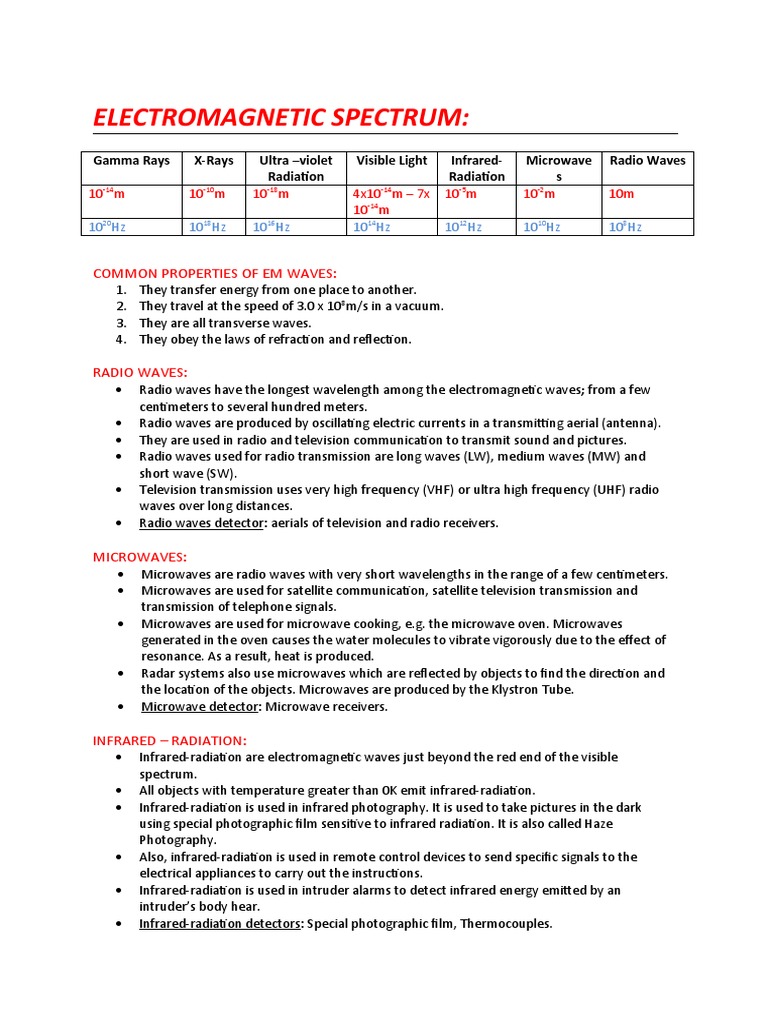 Overview of Electromagnetic Spectrum | PDF | Microwave ...