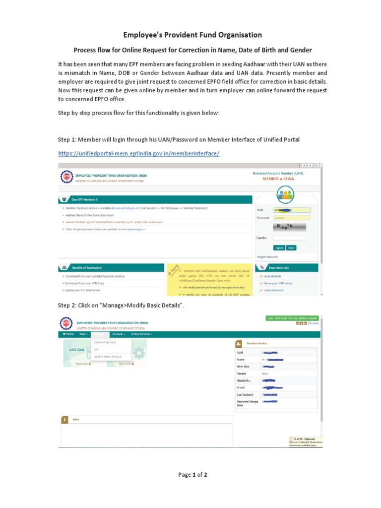 SOP For Name Correction On EPFO | PDF