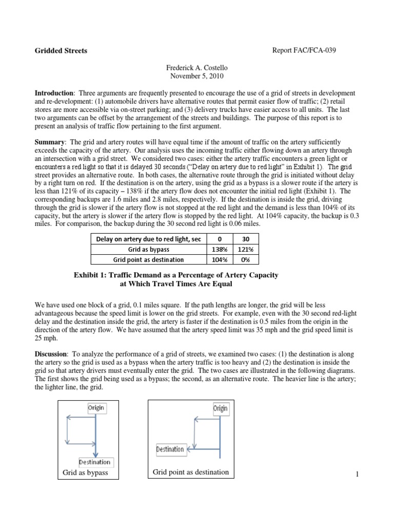 Gridded Streets, Fred Costello, November 2010 | PDF | Traffic | Speed Limit