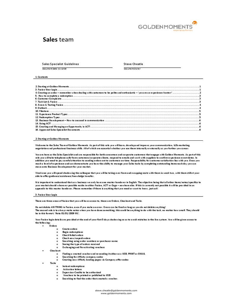 Sales Specialist Handover V1 | PDF | Voucher | Credit Card