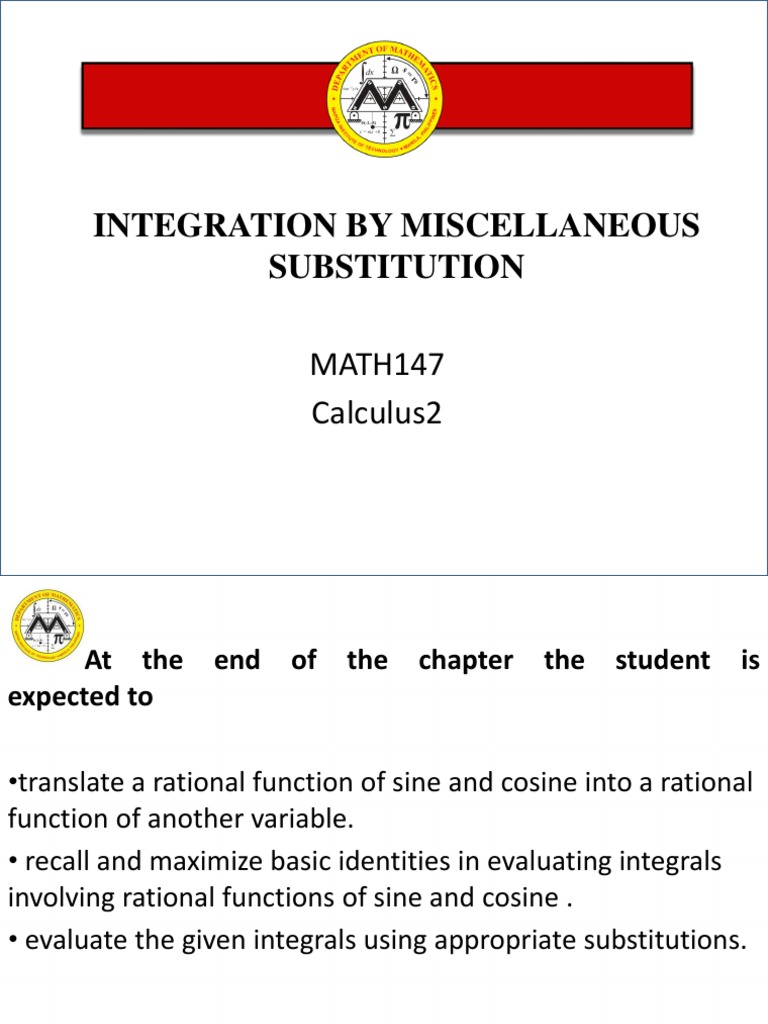 Integration by Miscellaneous Substitution | PDF | Trigonometric ...