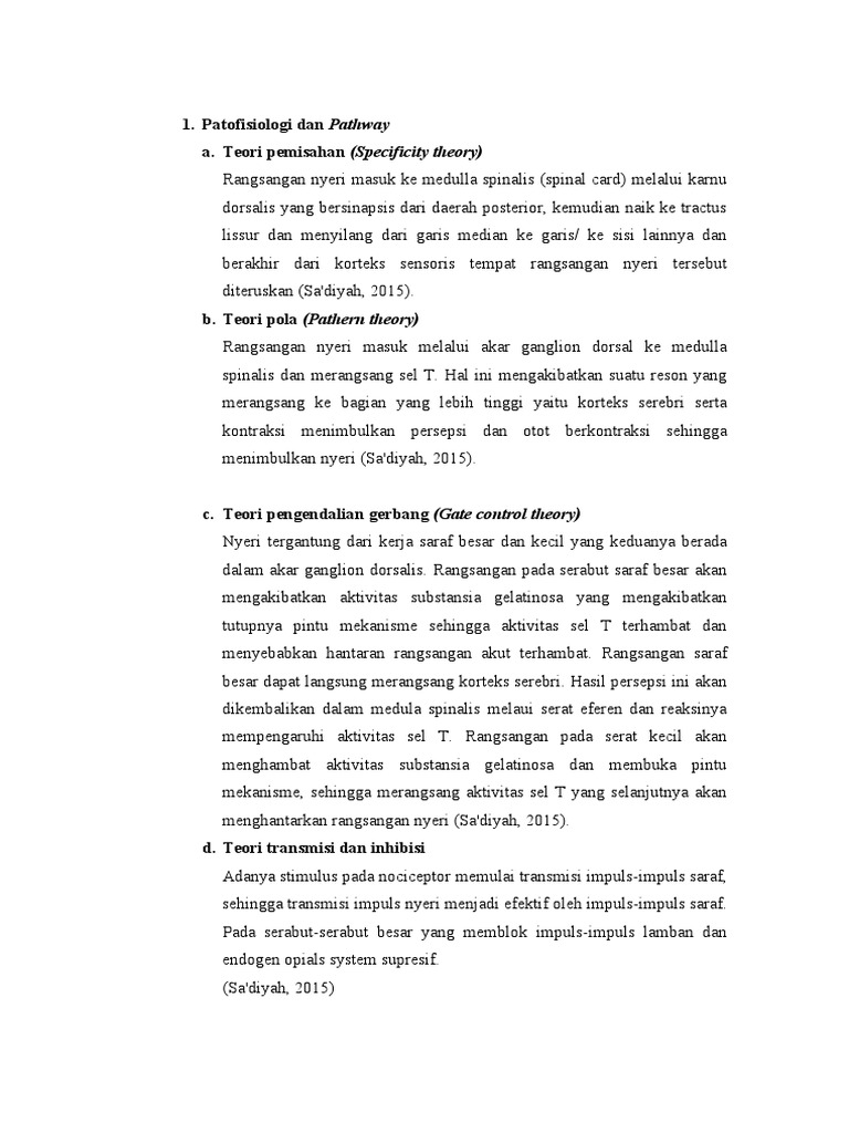 Patofisiologi Dan Pathway Nyeri | PDF
