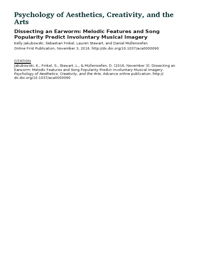 Dissecting An Earworm | PDF | Memory | Logistic Regression