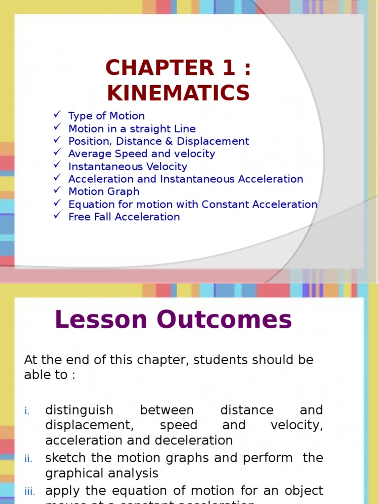 Chapter 1 - Kinematics - Updated | PDF | Acceleration | Velocity
