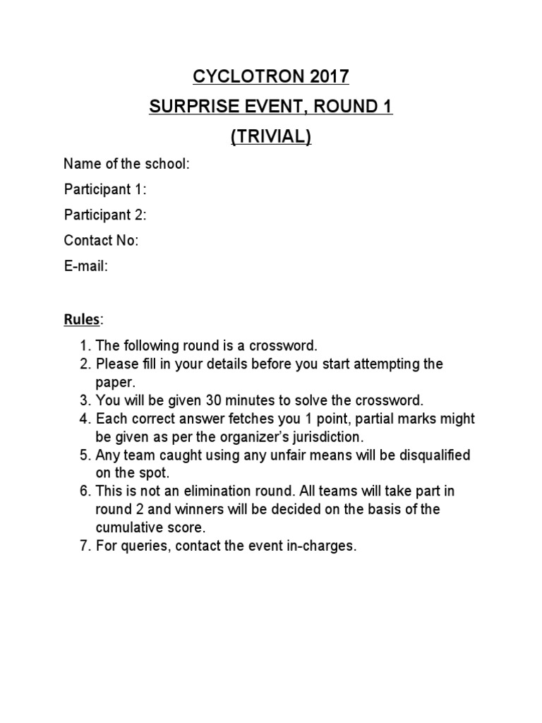 Surprise Event - Crossword | PDF