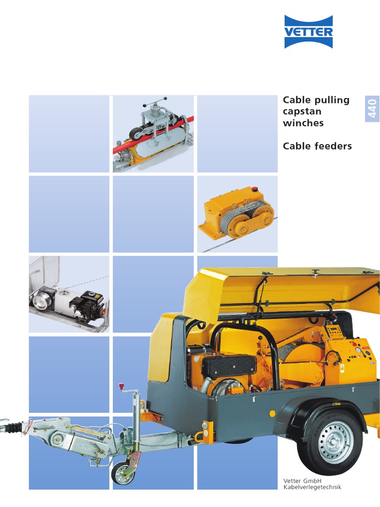 440 Cable Pulling Capstan Winches, Cable Feeders | PDF | Rope | Engines