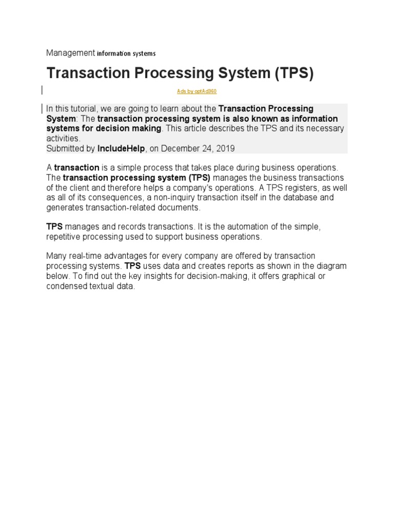 Transaction Processing System | PDF | Database Transaction | Databases