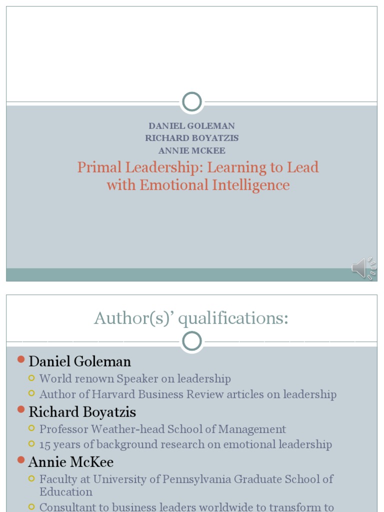 Primal Leadership Realizing The Power of Emotional Intelligence ...