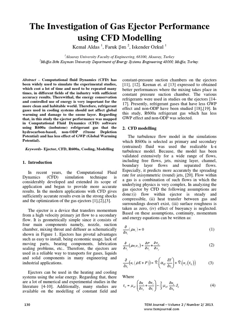 Analysis of Gas Ejector Performance Using Computational Fluid Dynamics Modelling with R600a ...
