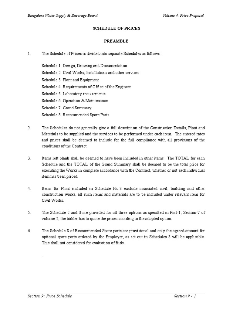 02.preamble To Price Schedule | PDF | Computers | Technology & Engineering