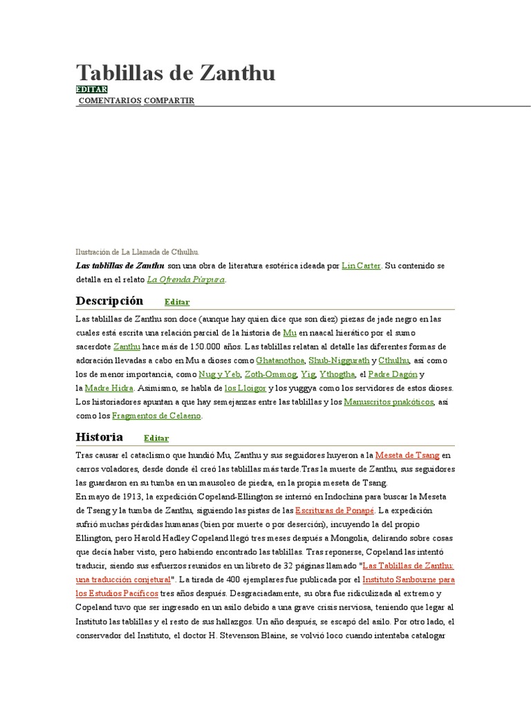 Tablillas de Zanthu | PDF