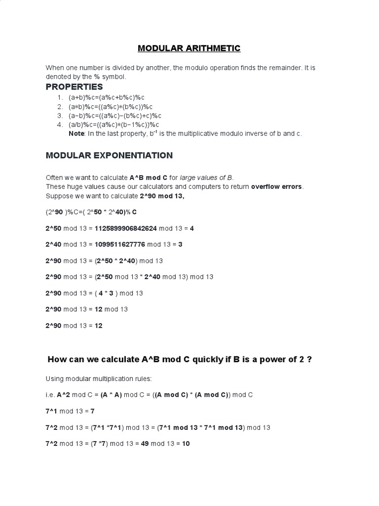 Modular Arithmetic PDF | PDF | Numbers | Mathematical Objects
