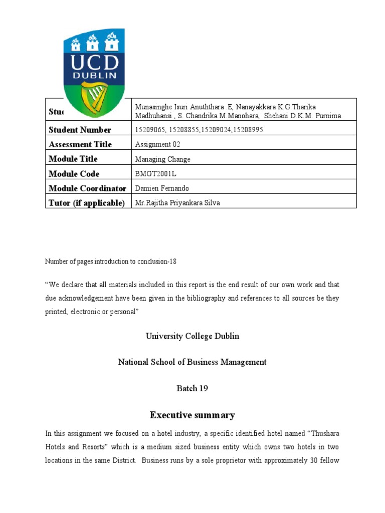Student Name Student Number Assessment Title Module Title Module Code ...