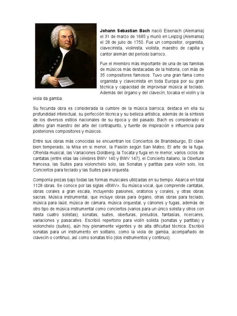 Biografía de Bach | PDF | Johann Sebastian Bach | Clave