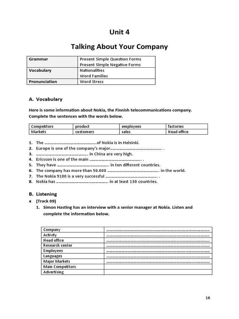 UNIT 4 - Talking About Your Company | PDF | Nokia | Ericsson