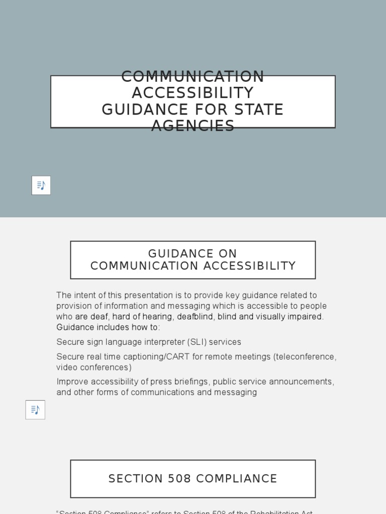 Communication Accessibility Guidance | PDF | Accessibility | Sign Language