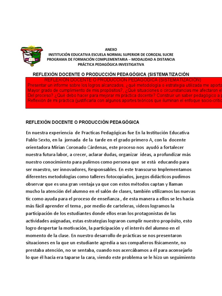 Reflexion Docente Practicas Pedagogicas KR | Descargar gratis PDF ...